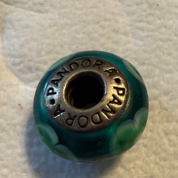 Pandora | Accents | Pandora Teal And White Charm Bead | Poshmark